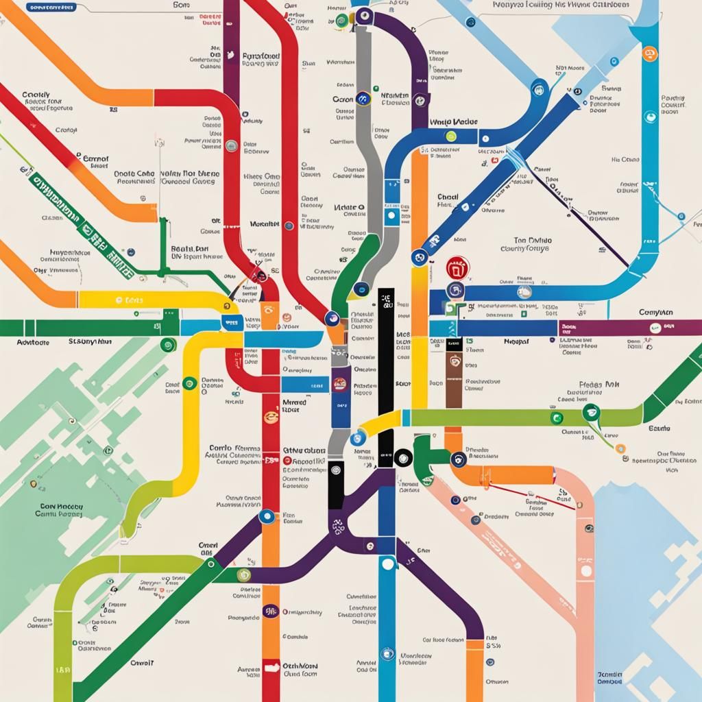 Colorcoded subway map - AI Generated Artwork - NightCafe Creator