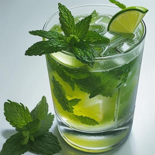 A mojito with muddled mint leaves and a sprig for garnish. - AI ...