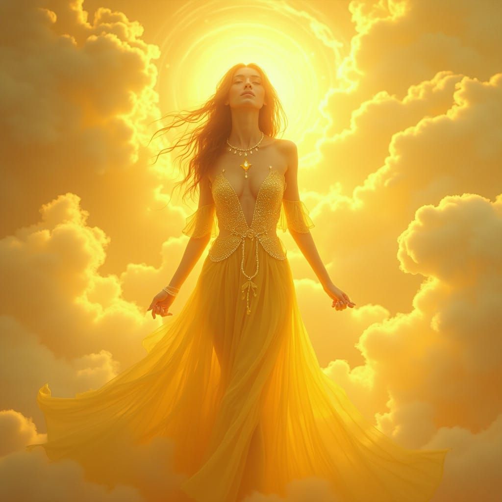 Divine Confidence - Ethereal Goddess in Golden Light