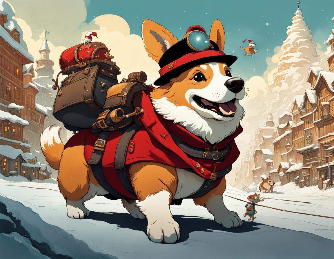 Corgi Visits Mouse Village - AI Generated Artwork - NightCafe Creator