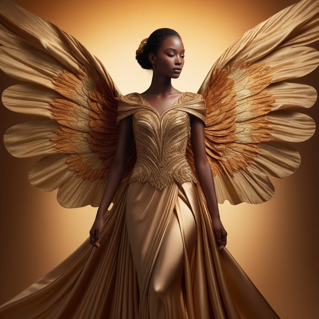 Divine Seraphim in Elegant Silk and Satin, Symboli... - AI Art