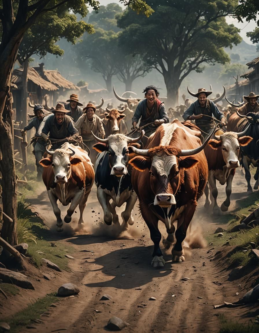 Chasing Cow - AI Generated Artwork - NightCafe Creator