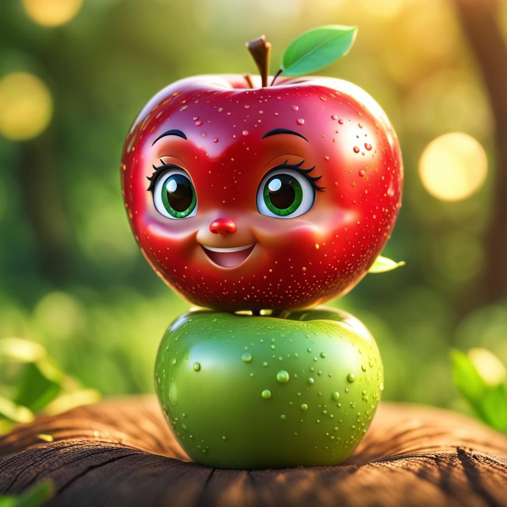 Smiling Chibi Apple - AI Generated Artwork - NightCafe Creator