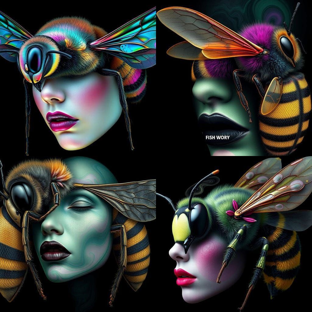 Surreal Human-Insect Fusion in Dreamlike Colors - AI Art