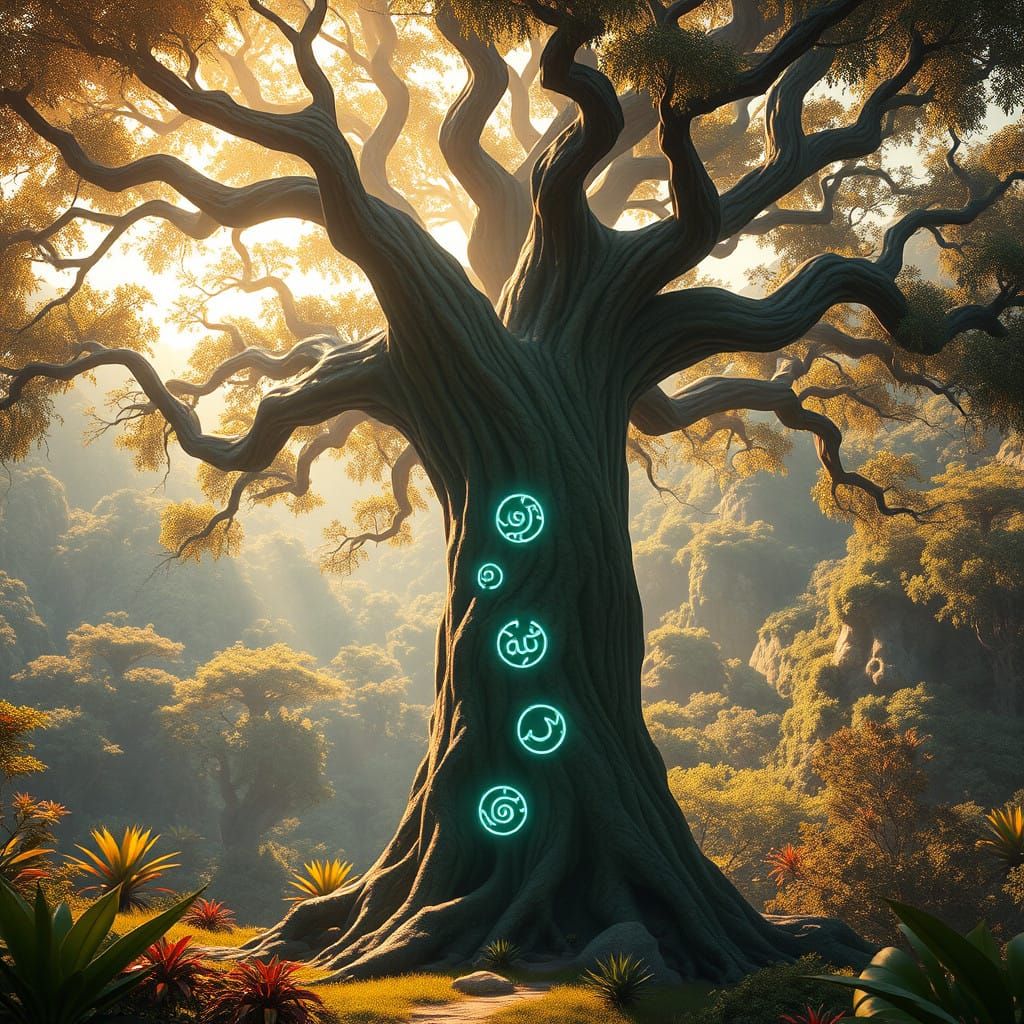 The Oracle Tree - Ancient Oracle Tree in a Lush, Vibrant Val...