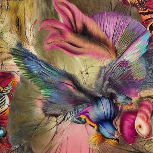 Surreal Flying Mice with Iridescent Wings - AI Art