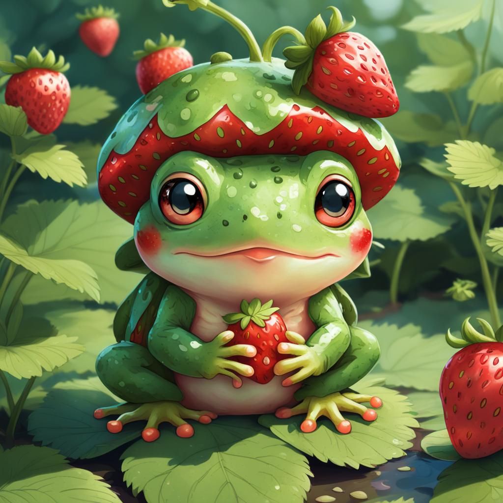 Strawberry frog V2 - AI Generated Artwork - NightCafe Creator
