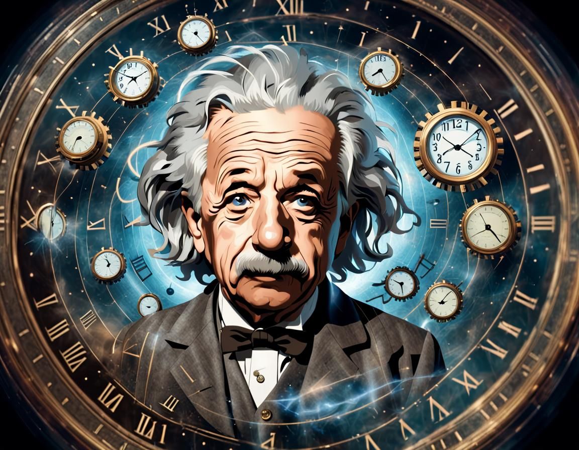 Various clocks in various states, overlaid by a faint confused face of ...