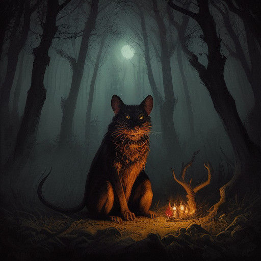 Wise Mouse in Dark Mystic Woods, a Gothic Expressi... - AI Art