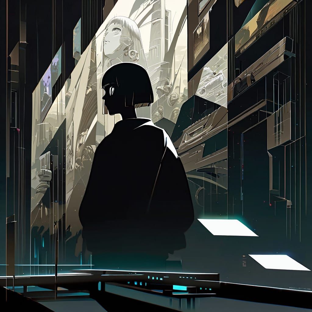 Sorrowful Woman in Distorted Anime Style, Inspired... - AI Art