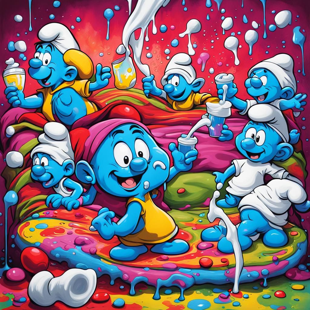 smurf with other smurfs on the bed - AI Generated Artwork - NightCafe ...