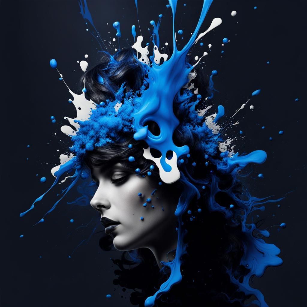 Ink Splatter head .... ouch ! - AI Generated Artwork - NightCafe Creator