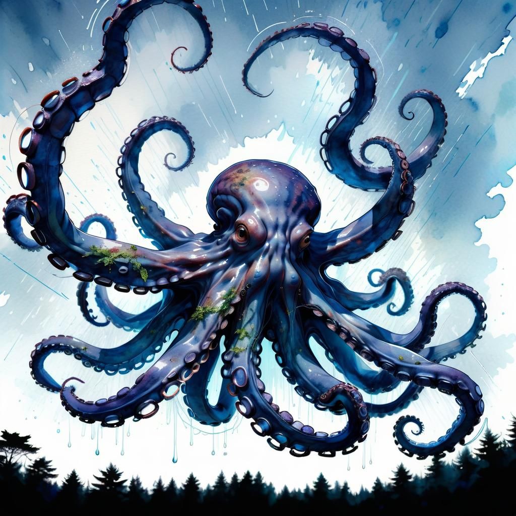 Angry flying octopus - AI Generated Artwork - NightCafe Creator