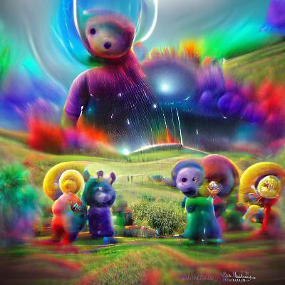 Fuzzy rainbow teletubbies : r/nightcafe