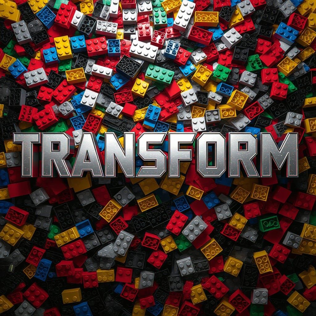 Futuristic "Transform" Icon with Legos Background - AI Art