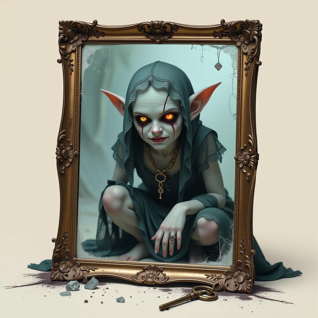 Unsettling Mirror-Born Goblin Portrait in Hyperrea... - AI Art