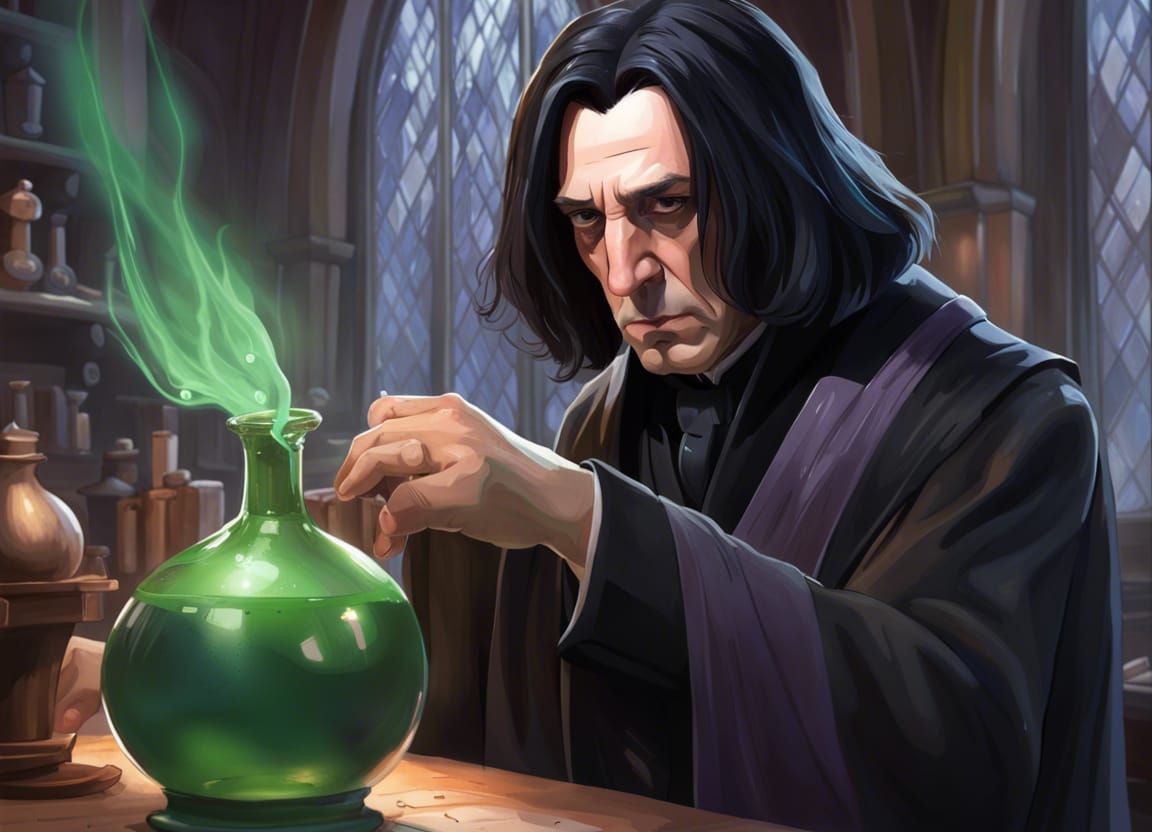 Severus Snape and the Slytherin Potion. - AI Generated Artwork - NightCafe Creator