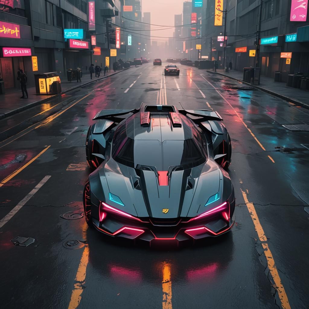 A futuristic cyberpunk concept car, front view - AI Generated Artwork ...