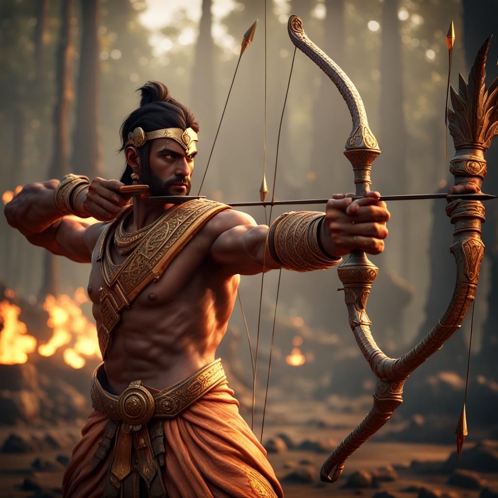 man with burning bow and arrow hands - AI Generated Artwork - NightCafe ...