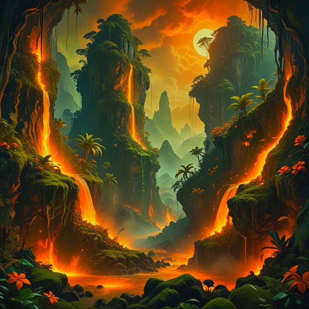 The Firefalls - Surrealist Masterpiece: Melting Rocks in Vib...