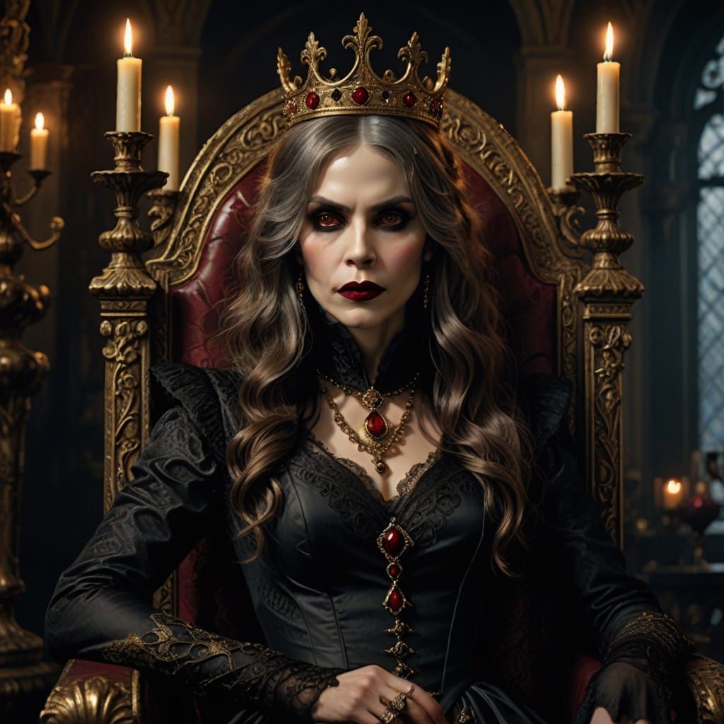 Vampire Queen in Golden Majesty - AI Art