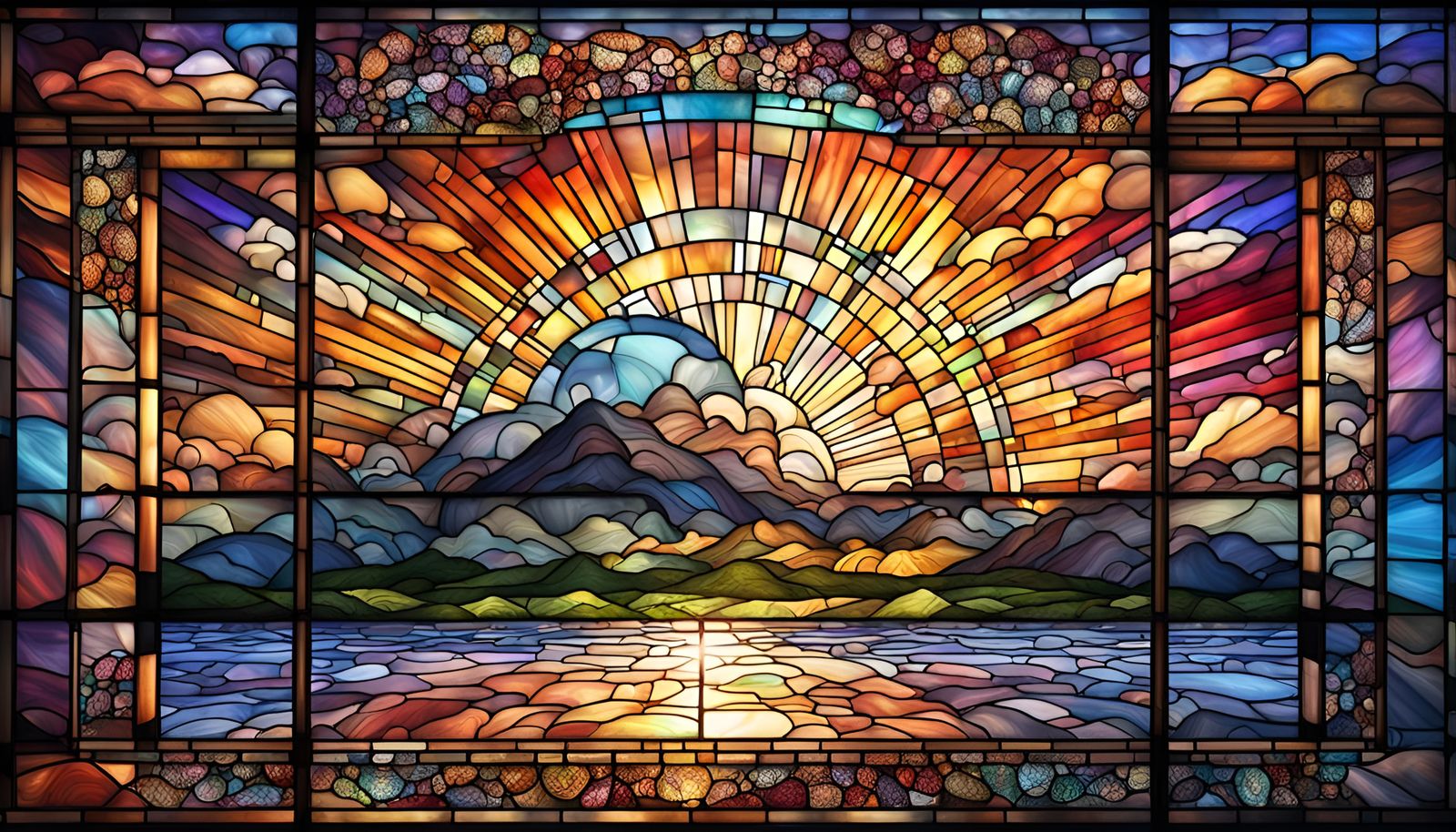 Sunrise stained glass - AI Generated Artwork - NightCafe Creator