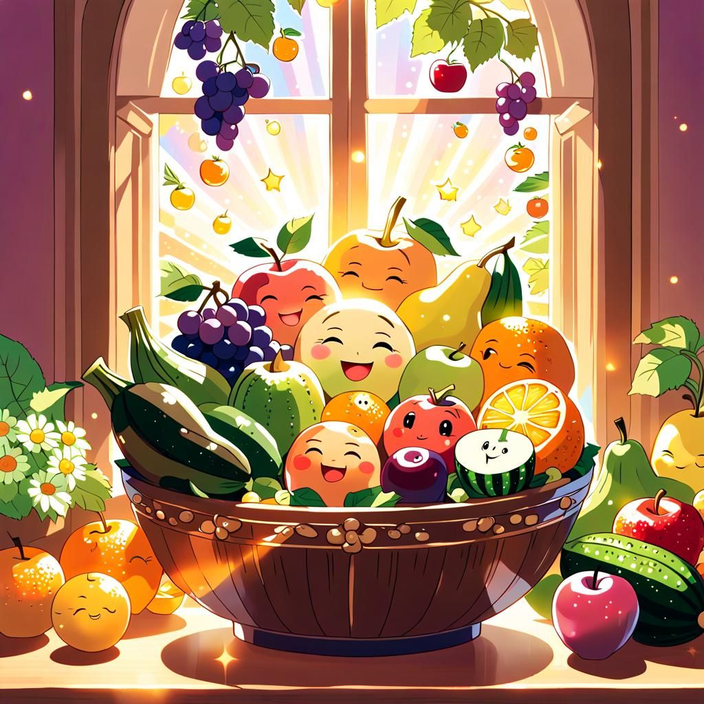 Chibi Fruit Bowl 1 - AI Generated Artwork - NightCafe Creator