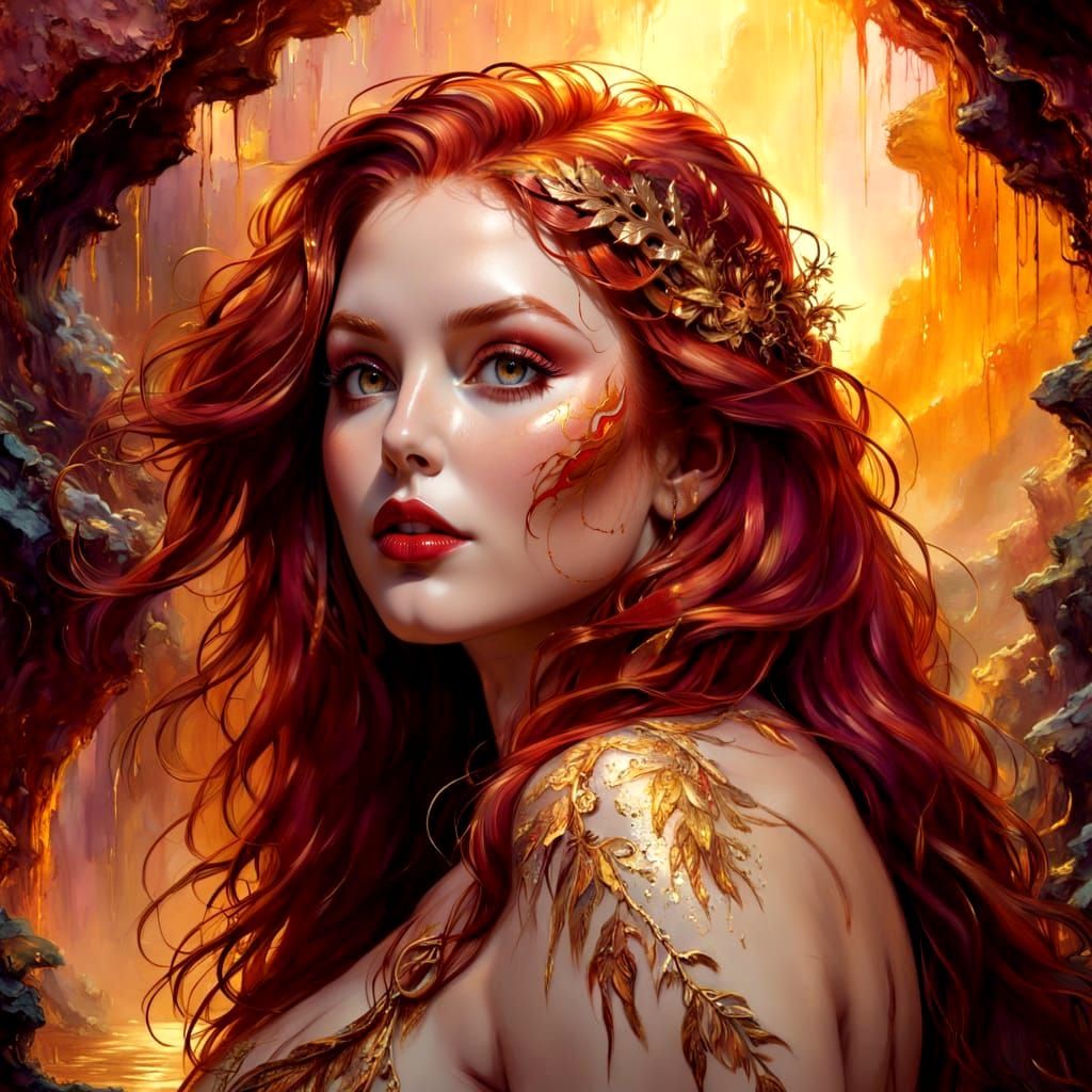 Crimson Gold - Gilded Goddess in Sunset Glow