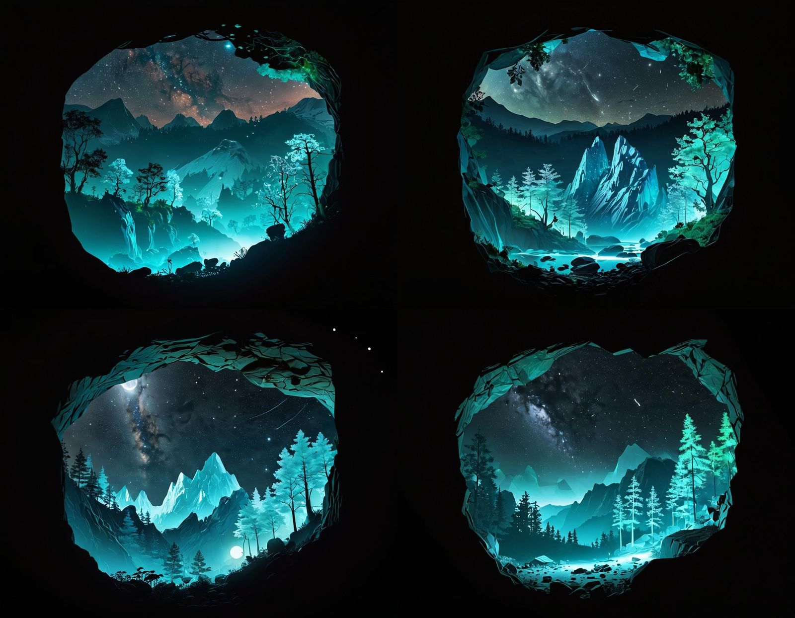 Inverted alternative reality and nature in a hollow shapes behind a ...