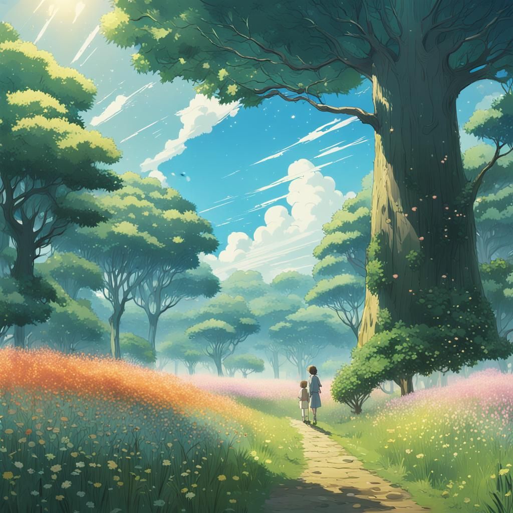 Flowers and trees - AI Generated Artwork - NightCafe Creator