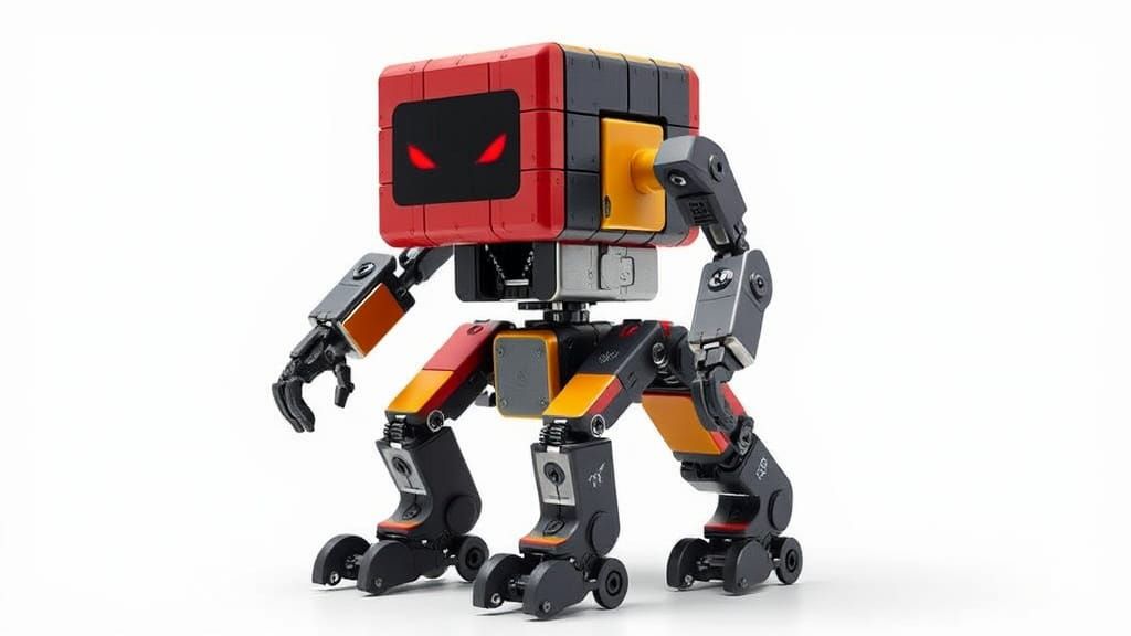 Mecha Cube Guardian in Motion - AI Art