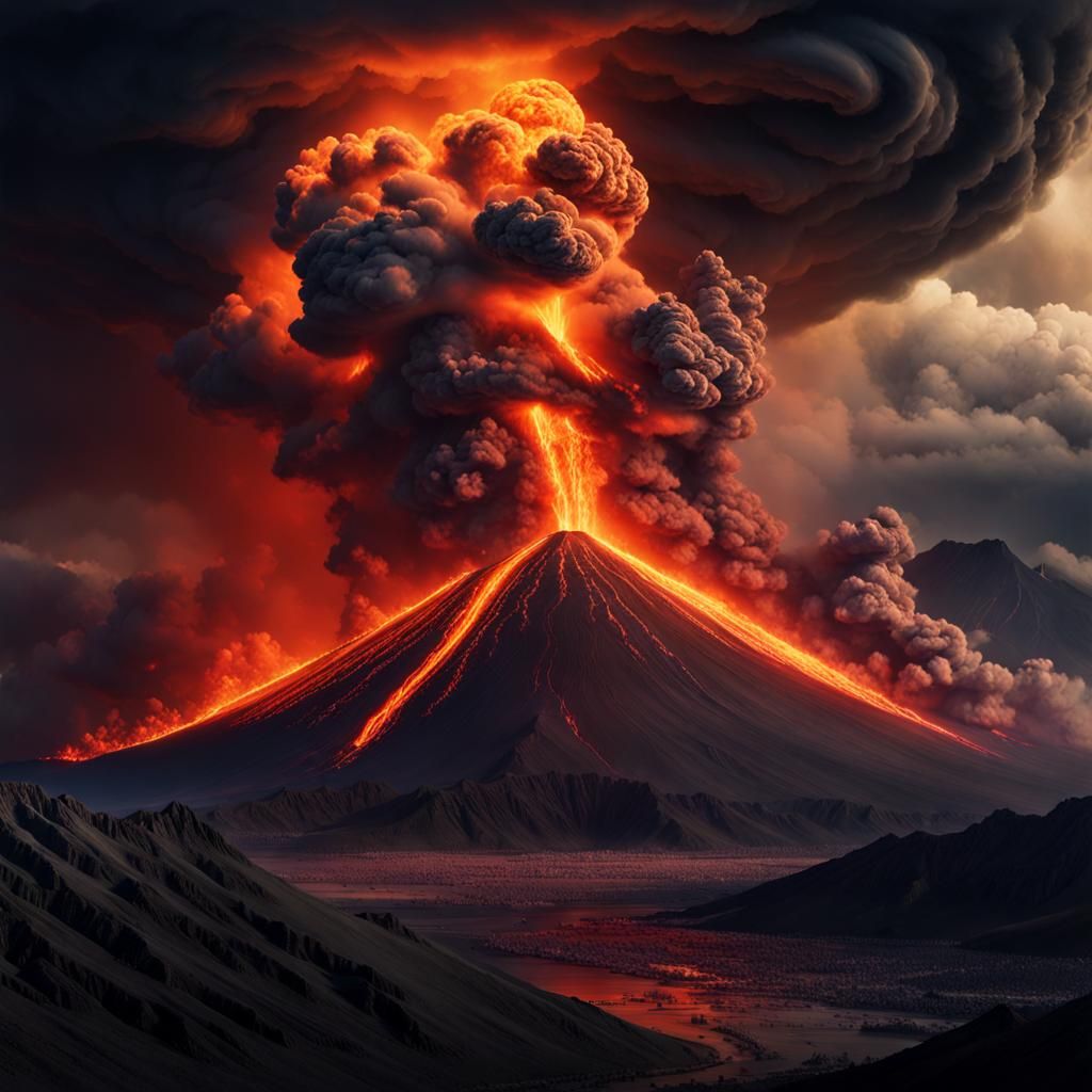 volcano eruption and fiery tornado together | Epic cinematic brilliant ...