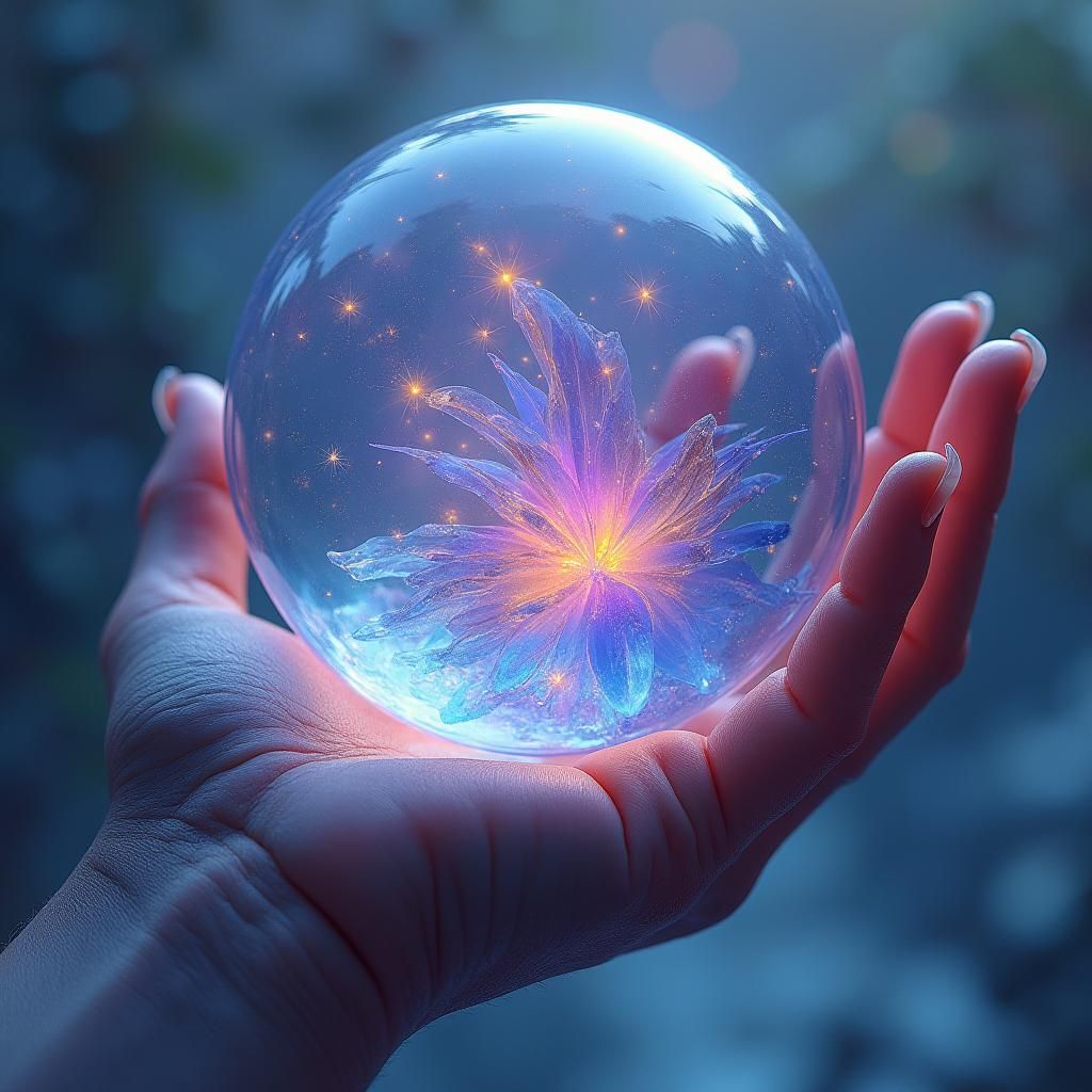 Enchanted - Fantasy Crystal Orb in an Ethereal Landscape