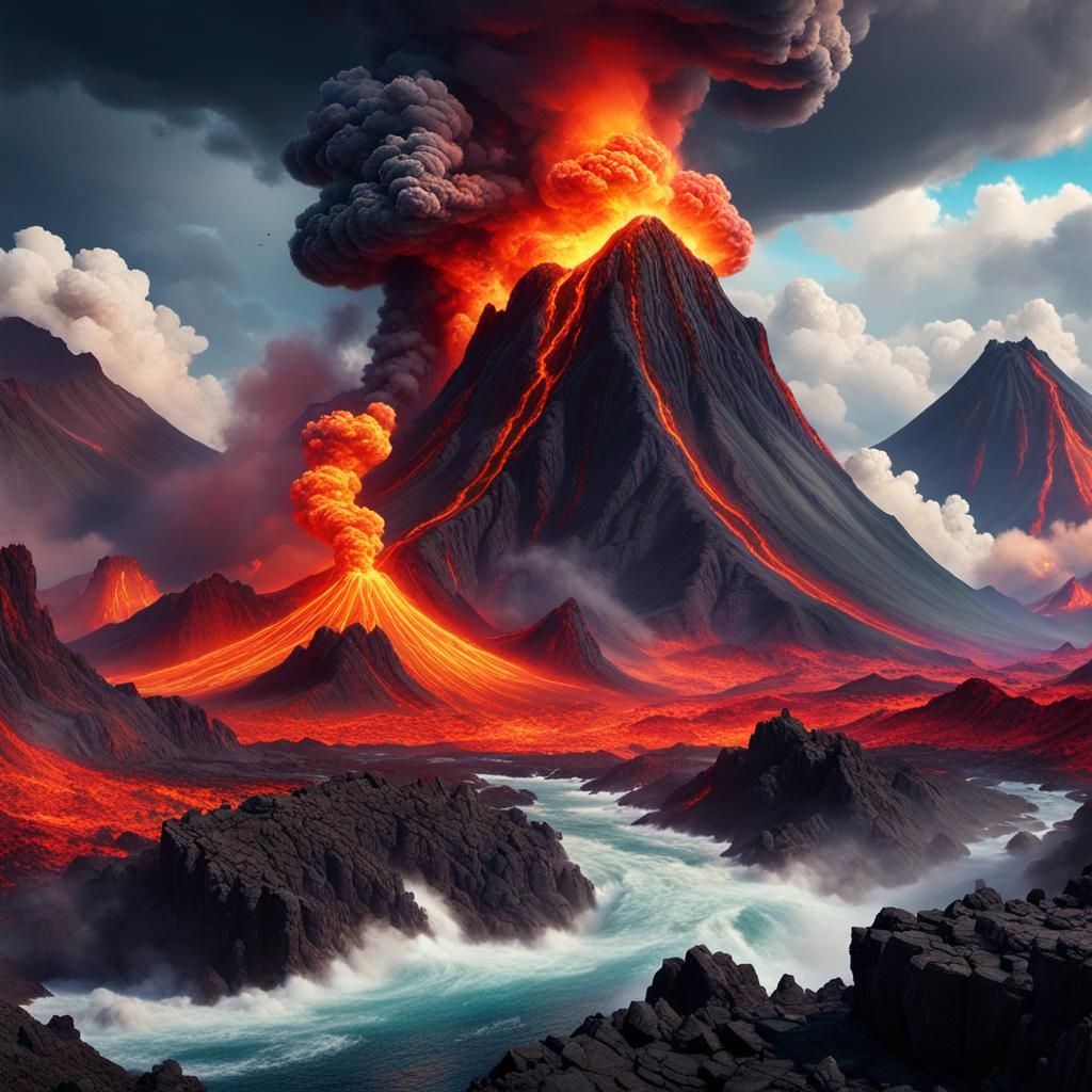 Erupting volcano - AI Generated Artwork - NightCafe Creator
