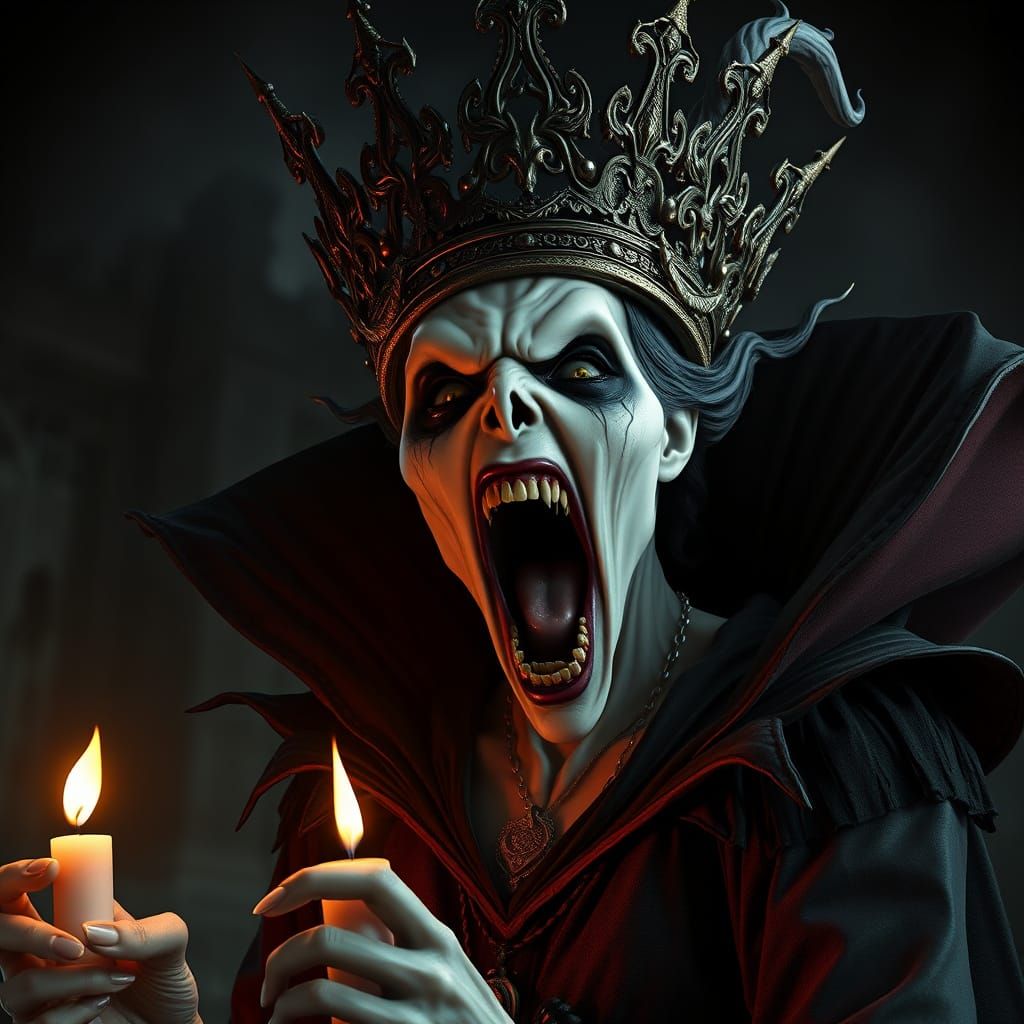Ghostly Vampire Queen in Dark, Gothic Majesty - AI Art
