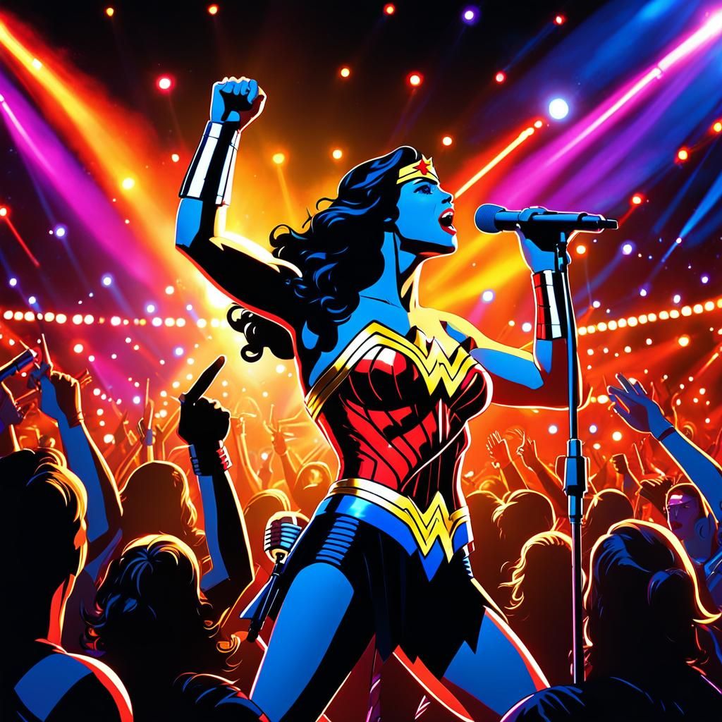 Wonder Woman as lead vocalist - Wonder Woman Rocks the Stag...