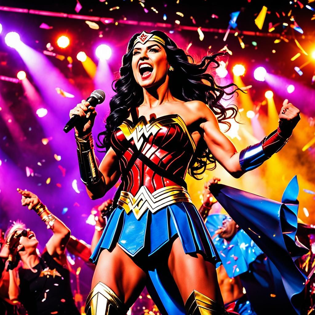 Wonder Woman as lead vocalist - Wonder Woman Rocks the Stag...