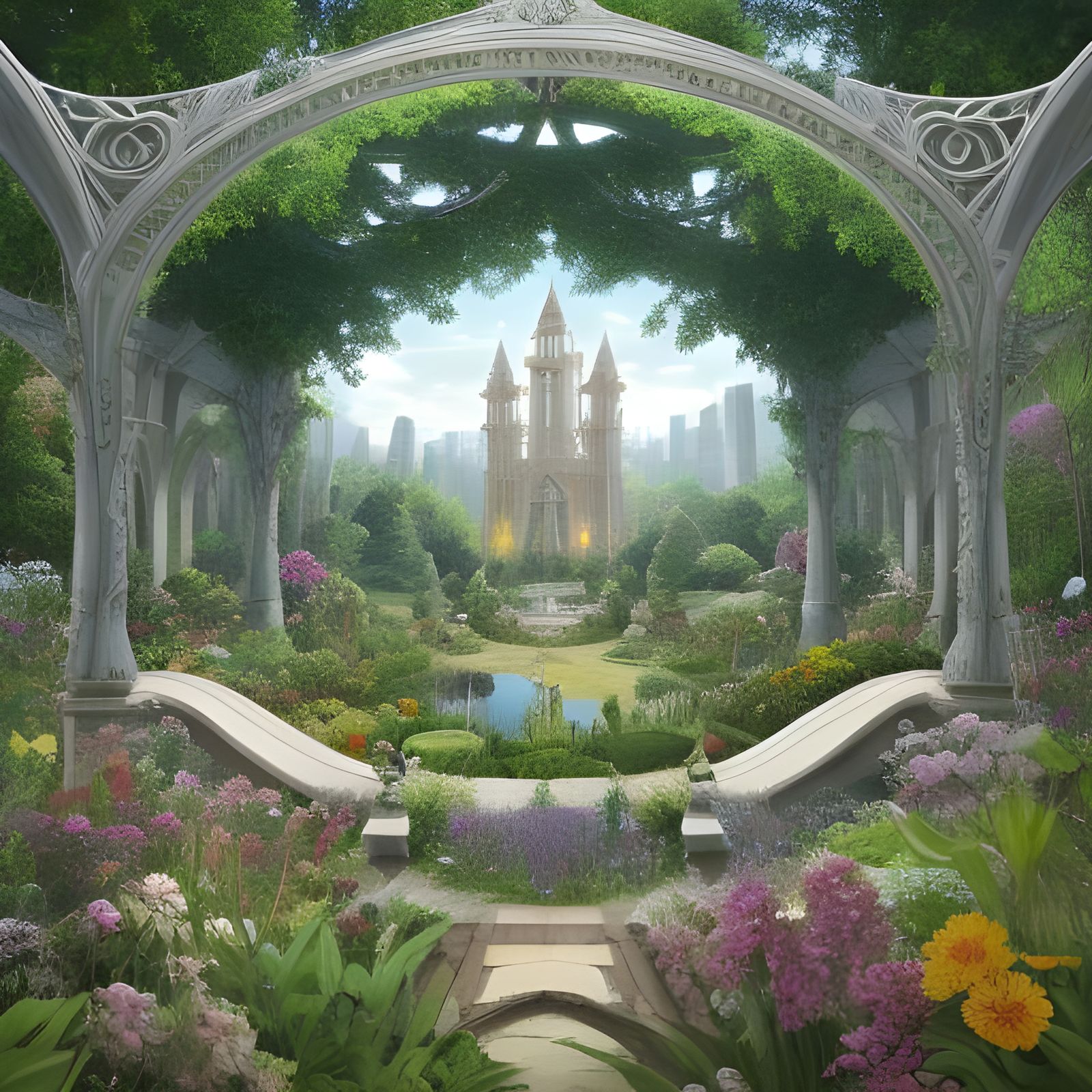 Utopian garden - AI Generated Artwork - NightCafe Creator