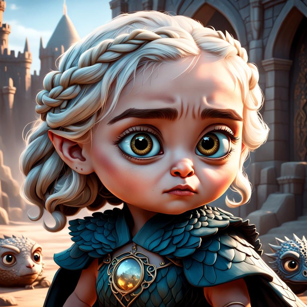Daenerys Targaryen as a cute baby cartoon, big eyes - AI Generated ...