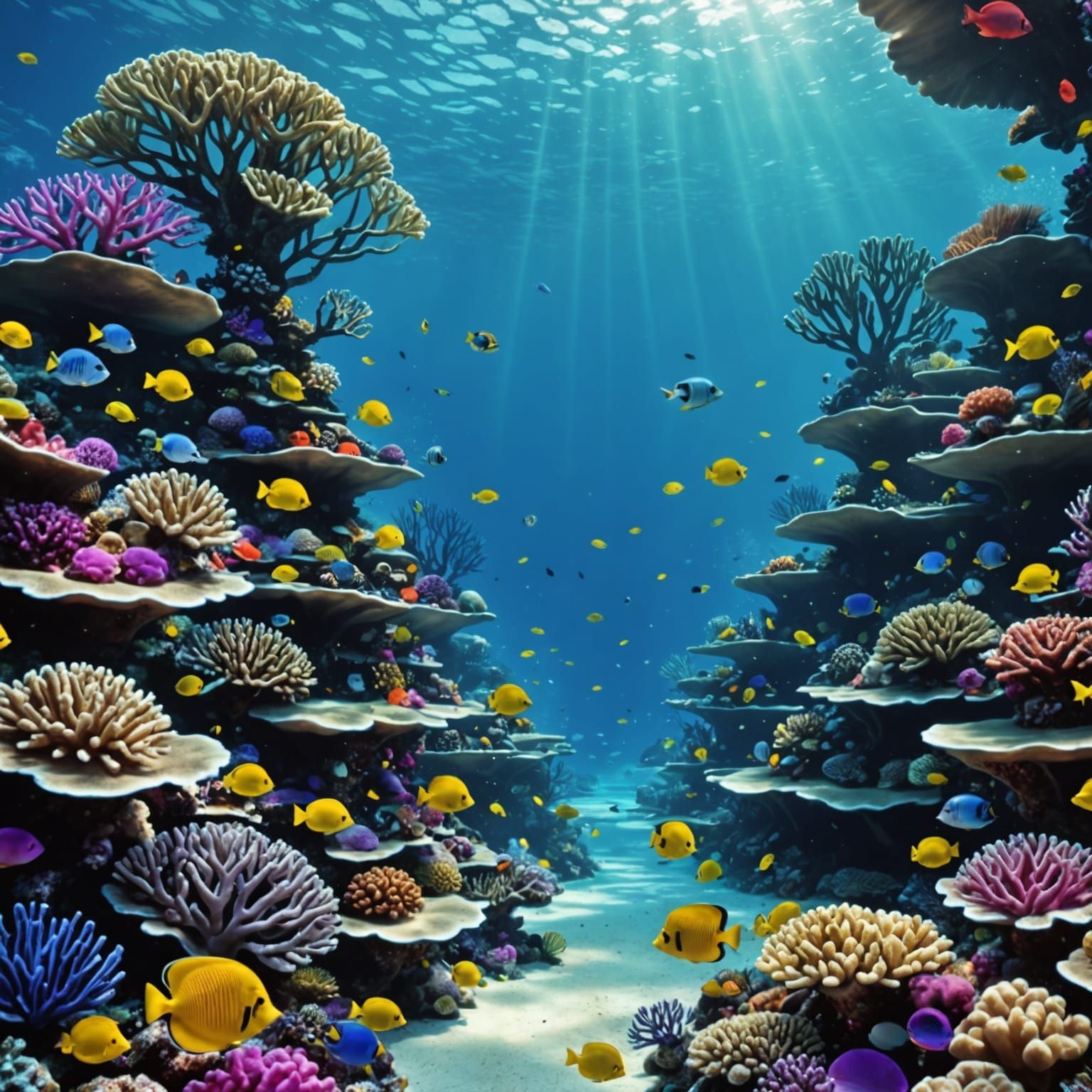 The vibrant, underwater colors of the Great Barrier Reef teeming with ...