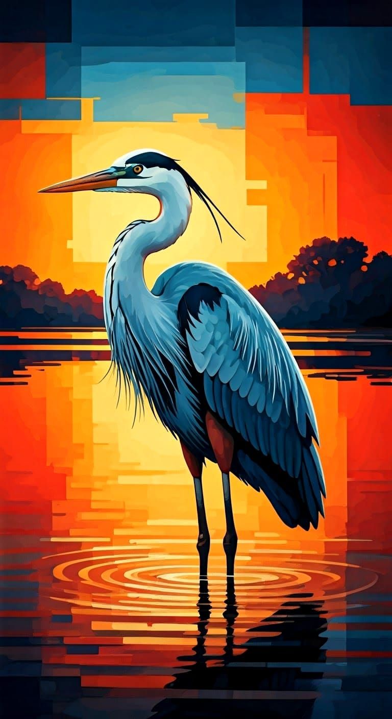 Heron at sunset - Heron at sunset