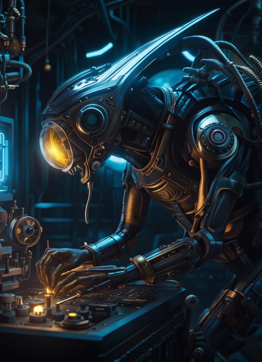 Alien Mechanic - AI Generated Artwork - NightCafe Creator