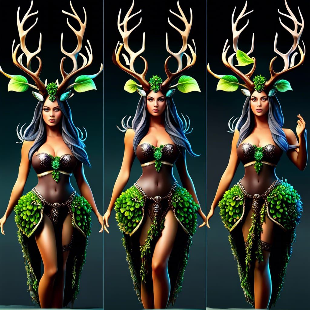 Dryad Queen triad - AI Generated Artwork - NightCafe Creator