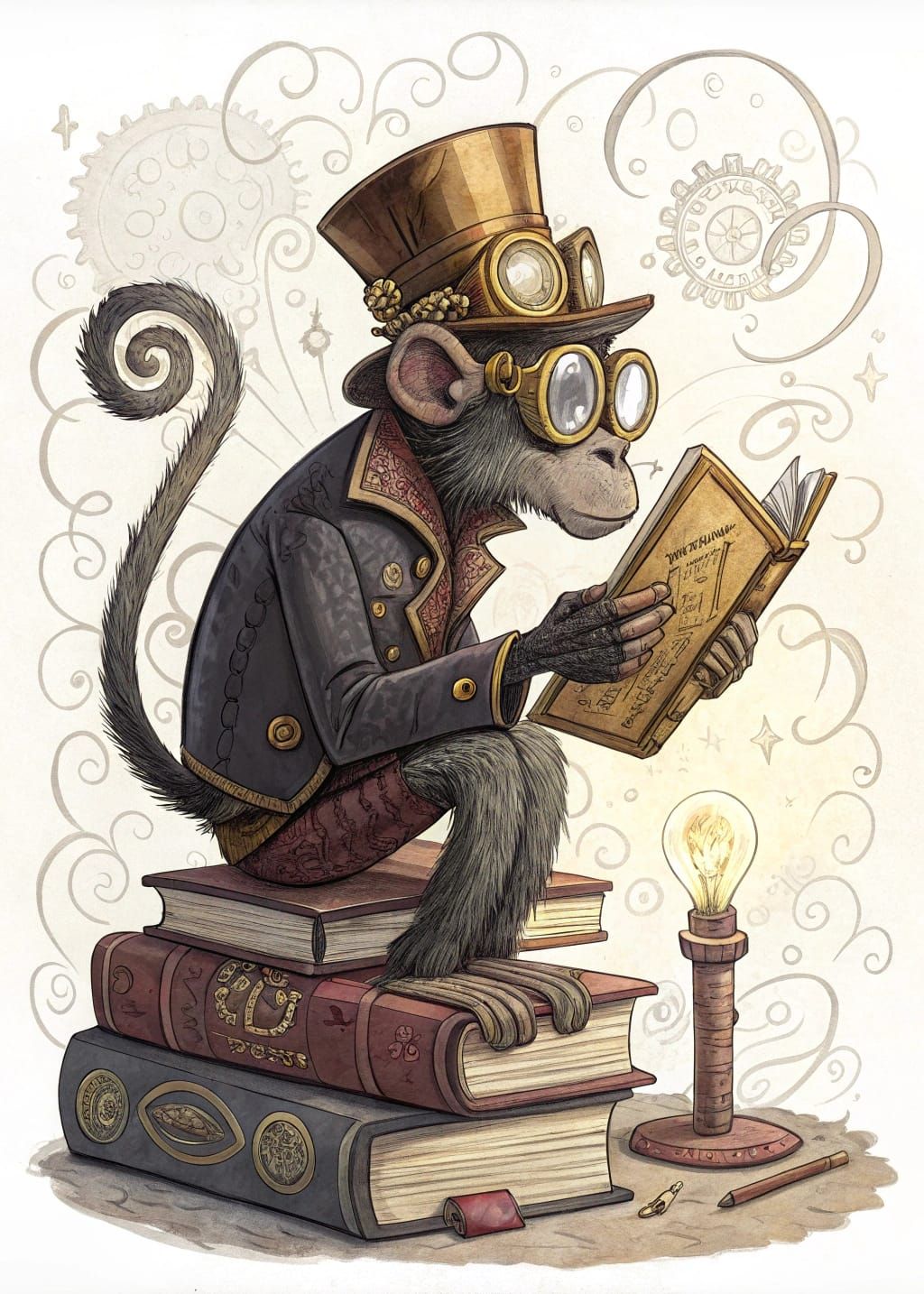 Steampunk Monkey - Steampunk Monkey in Elegant Recliner
