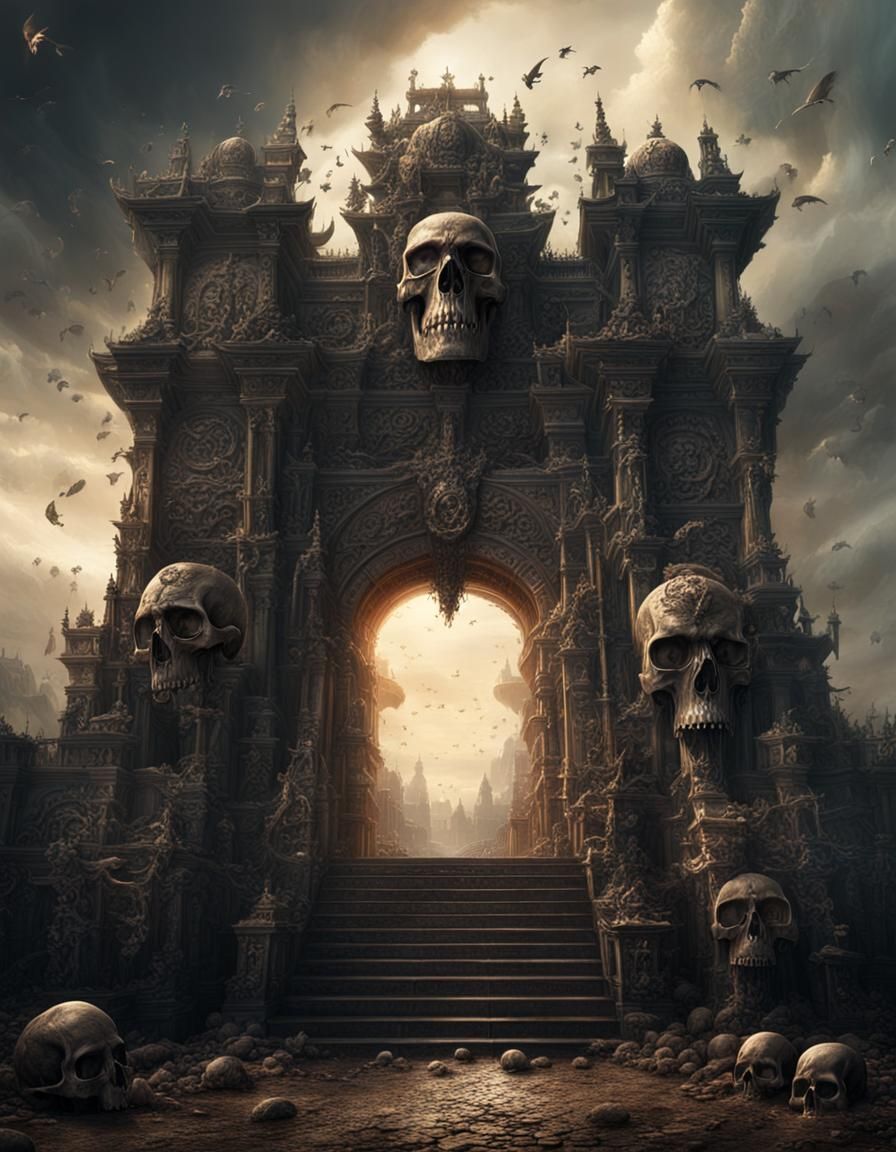 Monumental Gate of Skulls - AI Generated Artwork - NightCafe Creator