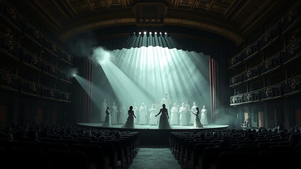 Ethereal Opera House Stage Alive with Ghostly Perf... - AI Art