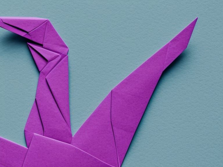 An Origami Swan in Paisley and Purple, Origami paper folds papercraft ...