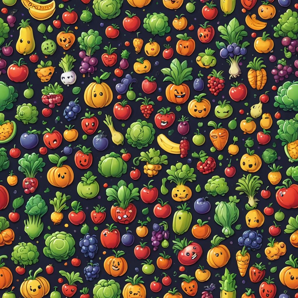 chibi fruits and vegetables - AI Generated Artwork - NightCafe Creator