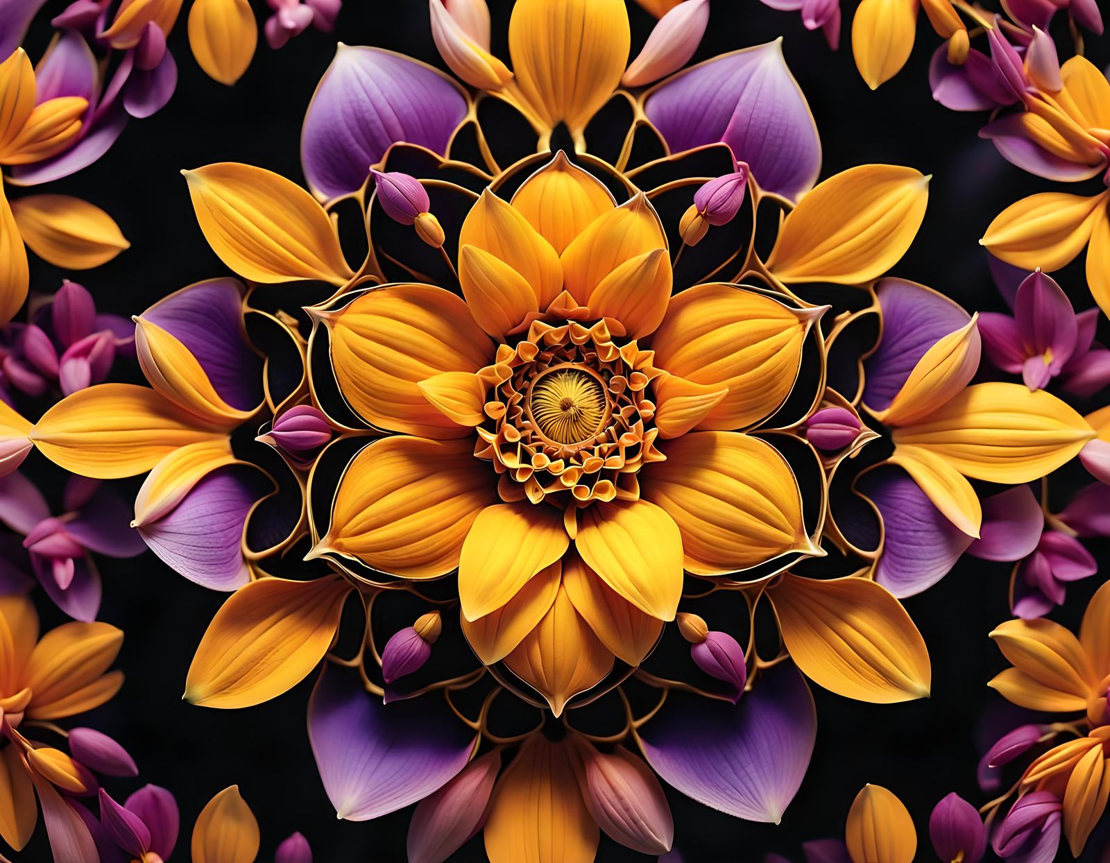 sacred geometry contained within flower pedals, intricate detail, hyper ...