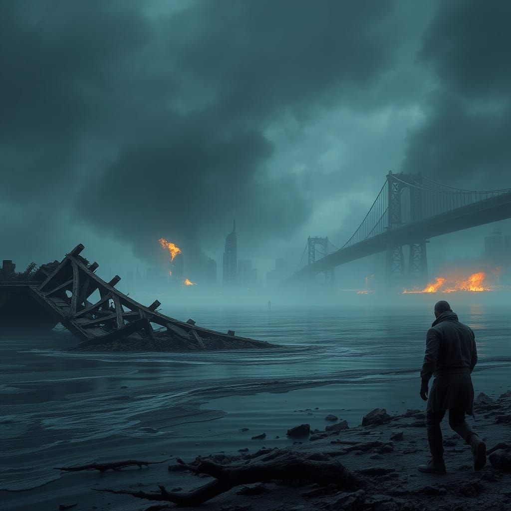 post-apocalyptic water scene - Desolate Post-Apocalyptic Wat...